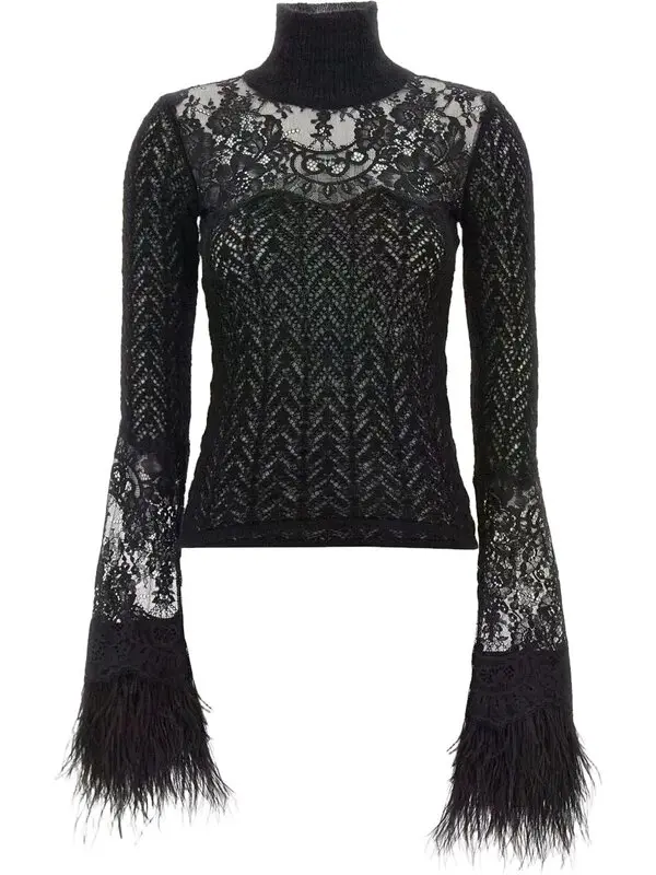 Blumarine Marabu Lace-insert Sweater - Black