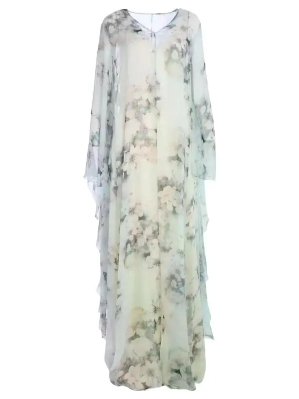 Alberta Ferretti Floral-print Maxi Dress - Neutrals