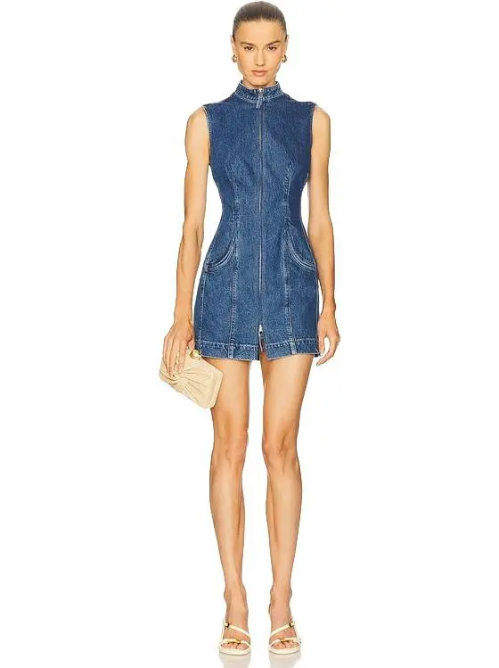 Cult Gaia Biella Denim Mini Dress - Medium Stone Wash
