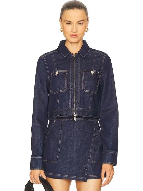 Veronica Beard Patty Fitted Long Sleeve Jacket - Indigo Rinse