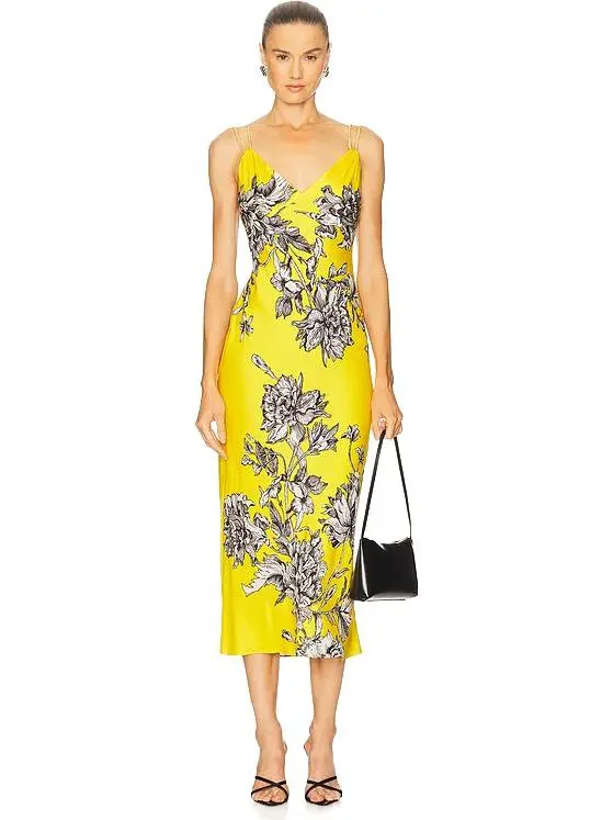 Alice + Olivia Kiro Midi Dress - Blooming Wild Golden Hour