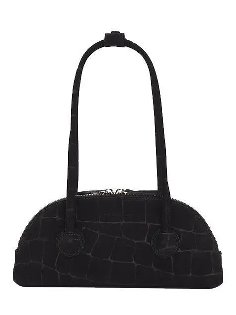 MARGESHERWOOD Bessette Shoulder Bag - Black Croc Effect Suede