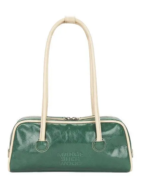 MARGESHERWOOD Soft Boston Bag - Hunter Green & Cream Beige