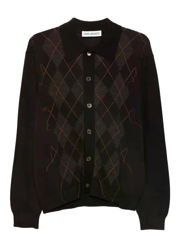 Our Legacy Argyle Knit Cardigan - Brown