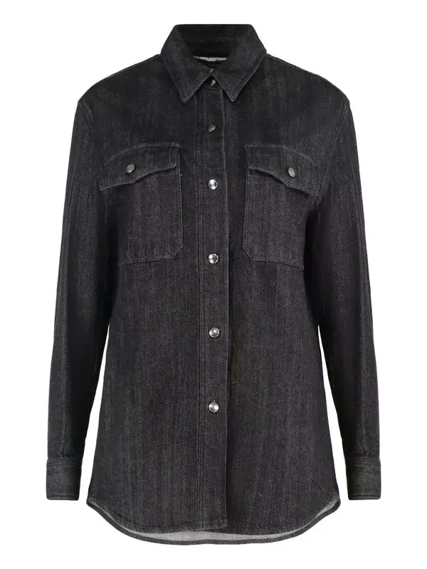 MOORER Double-pocket Denim Shirt - Blue