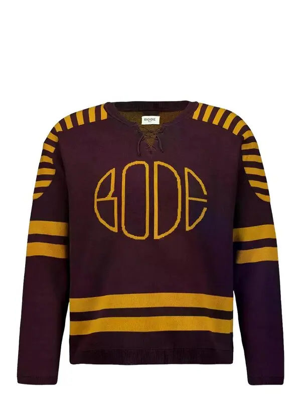 BODE Striped Lace-up Sweater - Brown