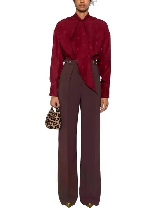 Etro Dotted-print Tie-neck Blouse - Red