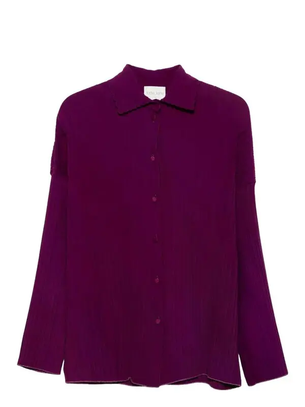 FORTE_FORTE Ribbed Button-front Shirt - Purple