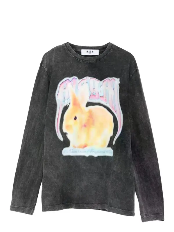 MSGM Rabbit-print Long-sleeve T-shirt - Grey
