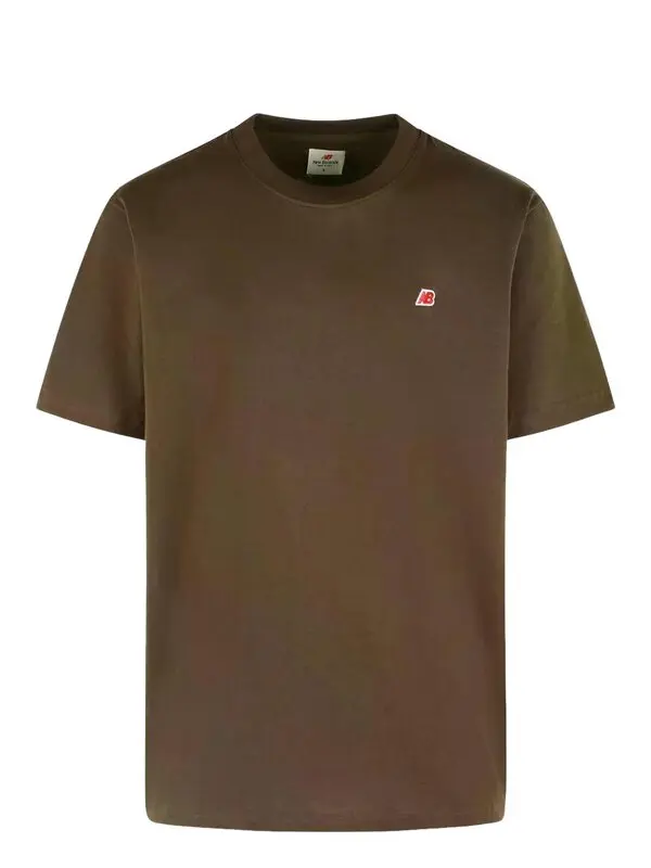 NEW BALANCE Logo-patch Crew-neck T-shirt - Brown