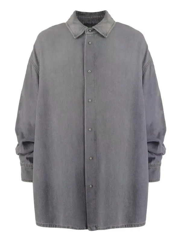 DARKPARK Gathered-sleeve Denim Shirt - Grey