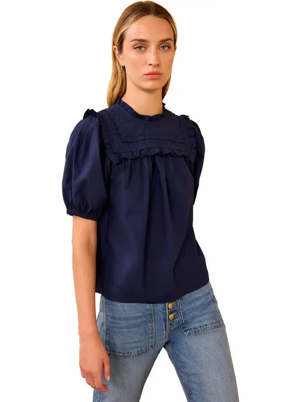Ulla Johnson Adeline Puff Sleeve Top - Midnight