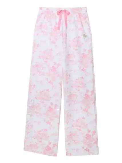 Pink X Loveshackfancy Wide-leg Sweatpants - Everblooming White