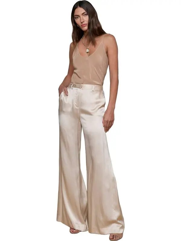 L'Agence Gavin Silk Wide-leg Pants - Champagne