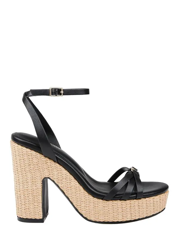 L'Agence Genevra Platform Sandal - Black Leather