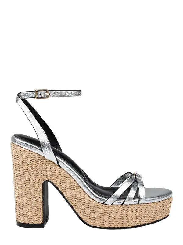 L'Agence Genevra Platform Sandal - Silver Leather