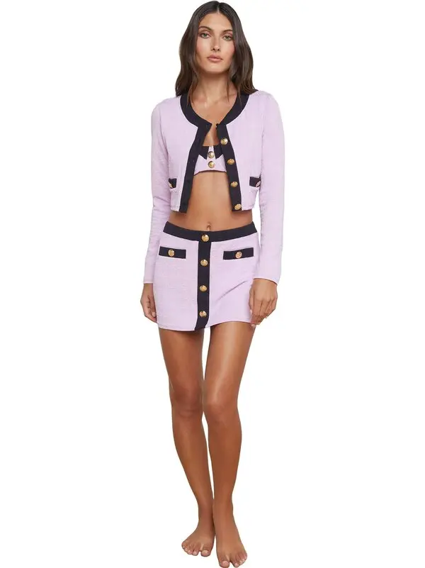 L'Agence Adaline Cardigan Cover-up - Light Violet/black
