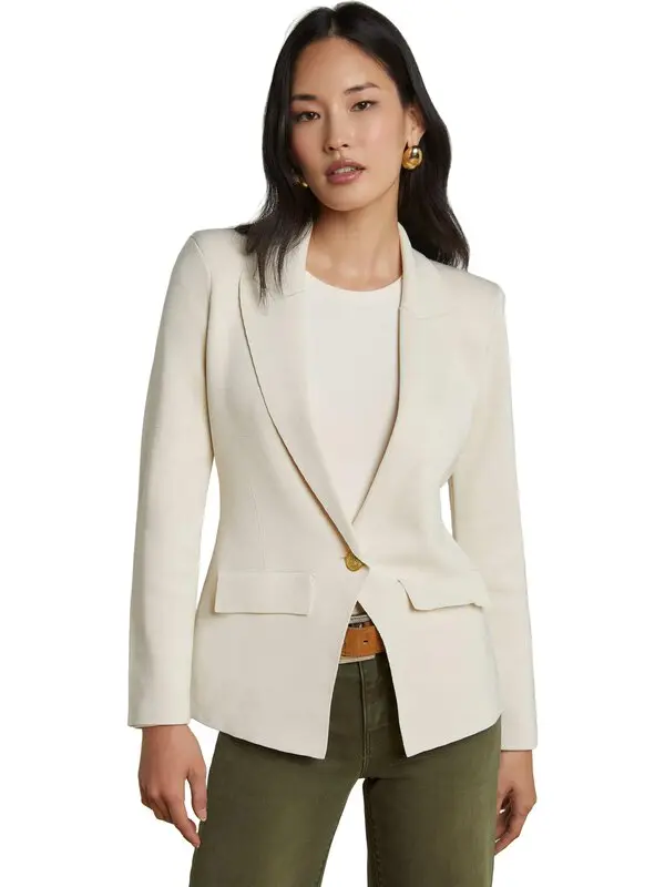 L'Agence Chamberlain Knit Blazer - Ivory/gold