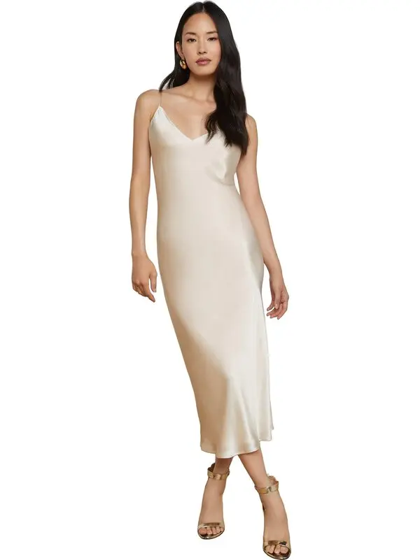 L'Agence Seridie Silk Slip Dress - Champagne