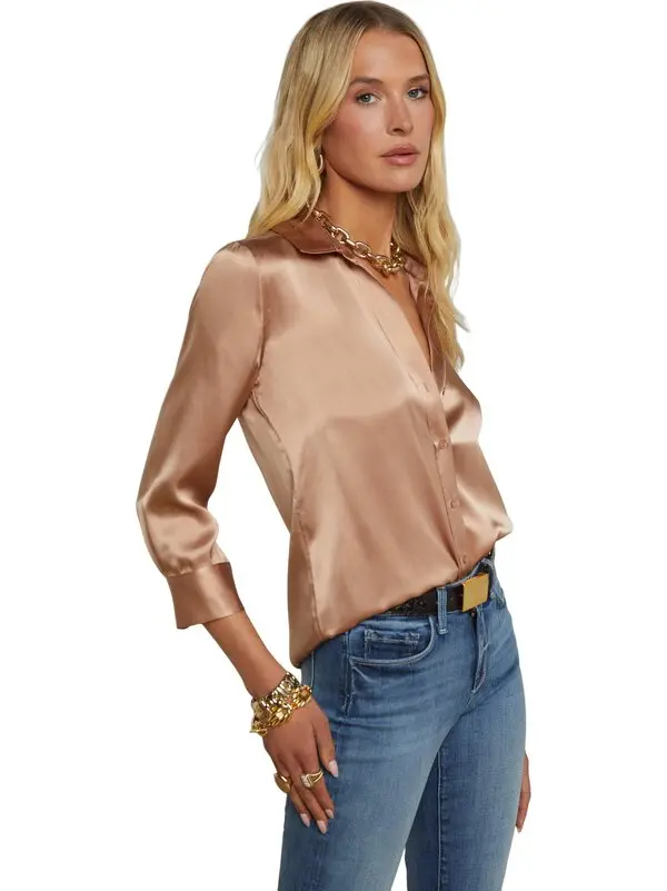 L'Agence Dani Silk Blouse - Pecan