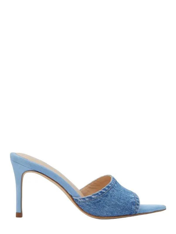 L'Agence Lolita Denim Open-toe Mule - Light Blue Denim