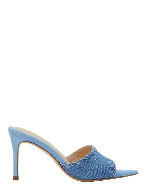 L'Agence Lolita Denim Open-toe Mule - Light Blue Denim