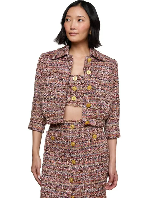 L'Agence Jia Tweed Jacket - Mauve/tan Multi Tweed