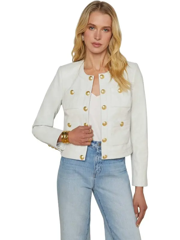 L'Agence Jayde Leather Jacket - White