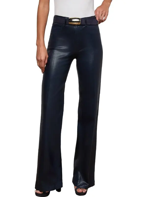 L'Agence Clayton Coated Wide-leg Jean - Deep Midnight Coated