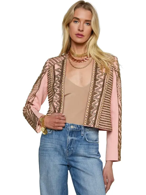 L'Agence Embellished Jacket - Pale Coral