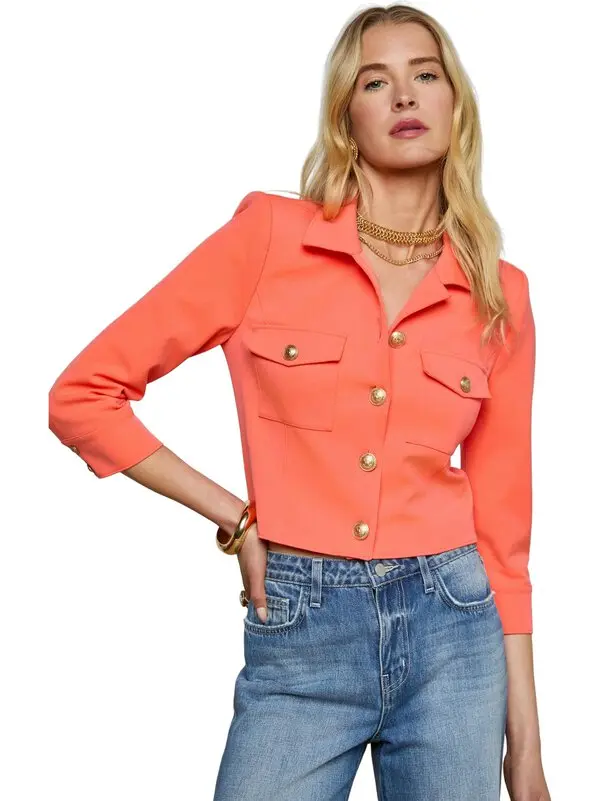 L'Agence Kumi Cropped Jacket - Electric Coral