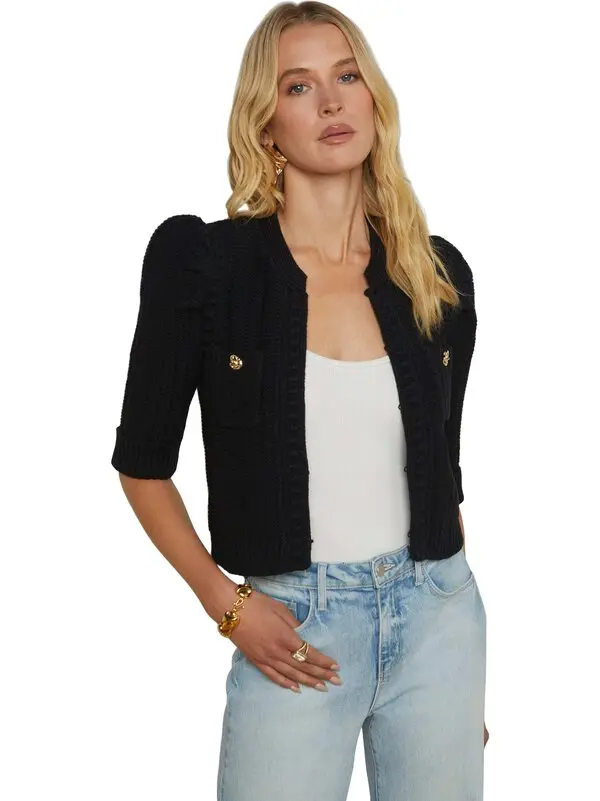 L'Agence Delilah Cropped Cardigan - Black/gold Knot
