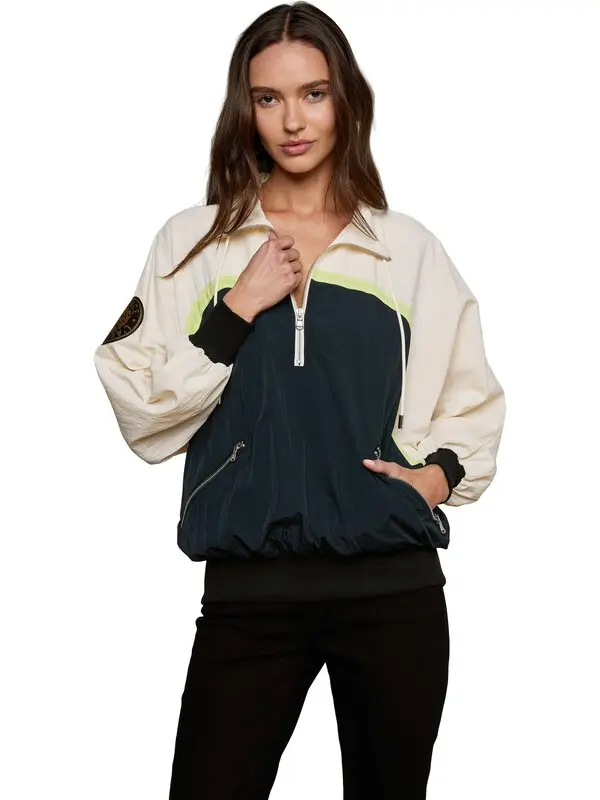 L'Agence Aurelia Windbreaker - Black/cream/lime