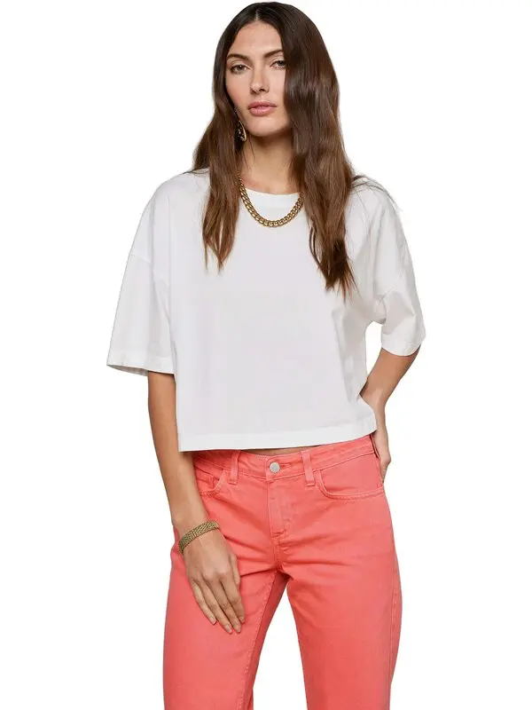 L'Agence Daria Oversized Cropped T-shirt - White