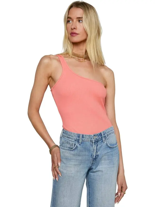 L'Agence Cassidy One-shoulder Bodysuit - Coral