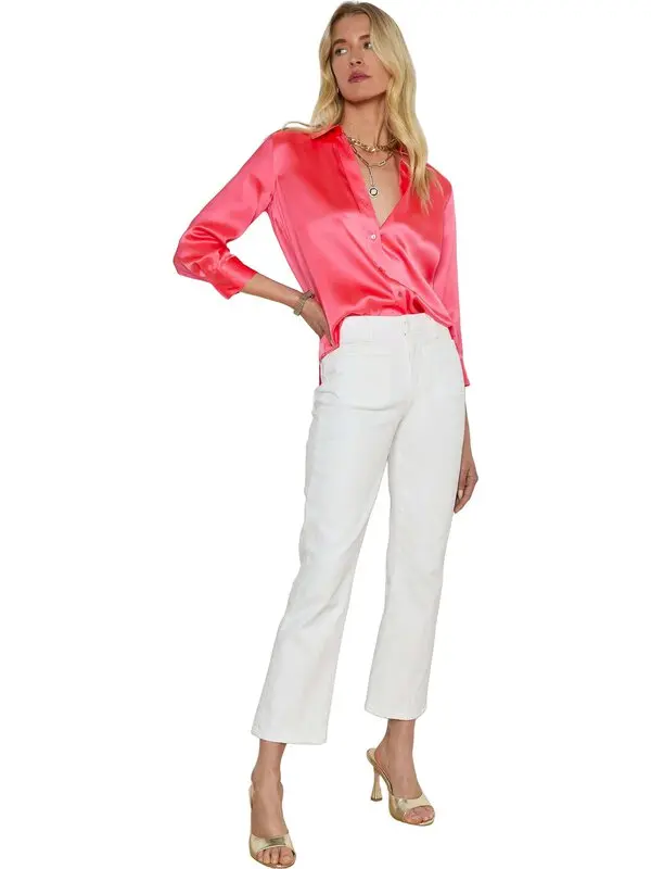 L'Agence Noya Cropped Flare Jeans - Blanc