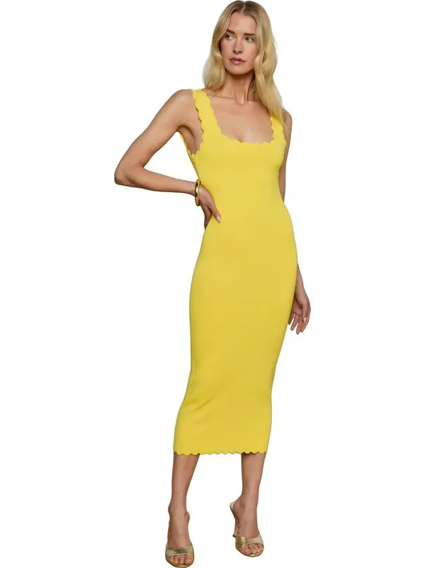 L'Agence Romona Knit Midi Dress - Lemon Tonic