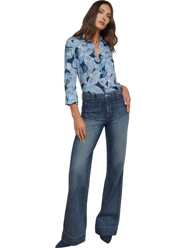 L'Agence Nolan Patch Pocket Wide Leg Jeans - Dayton