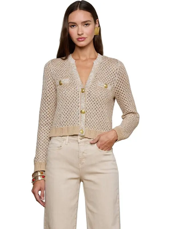 L'Agence Blanca Sequin Cardigan - Natural Multi/gold