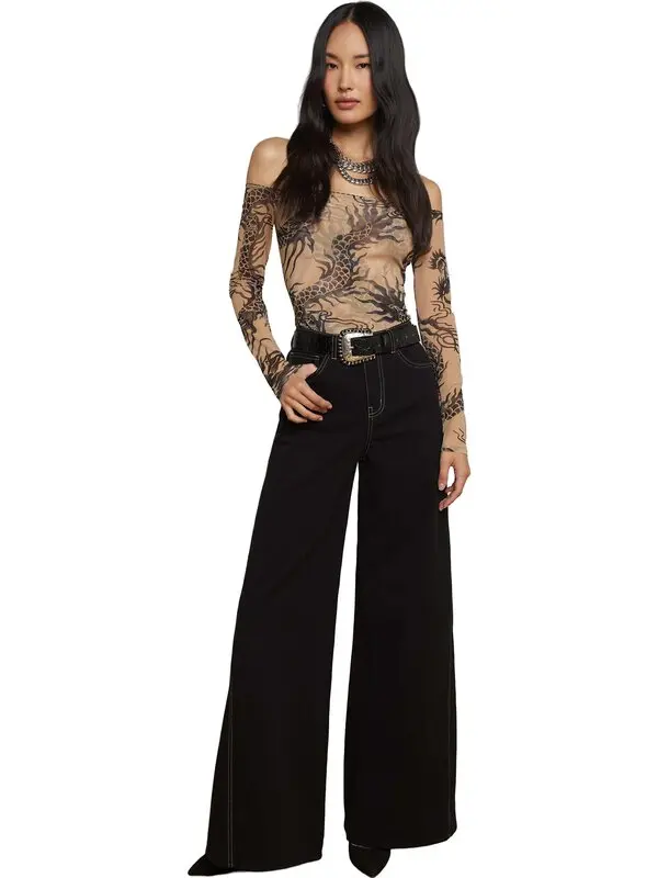 L'Agence Beau Wide-leg Jean - Noir/mothergoose Contrast