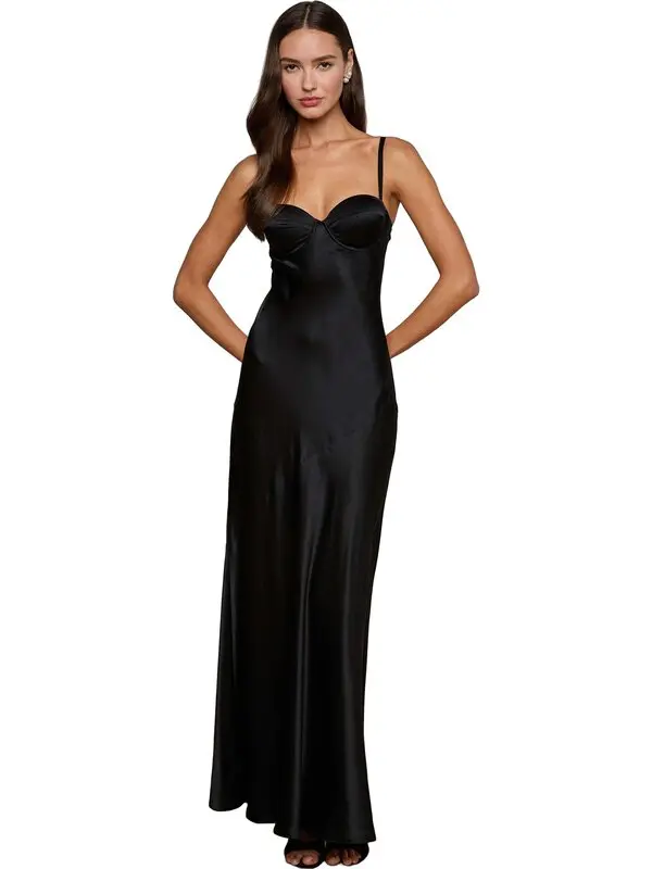 L'Agence Sayla Silk Gown - Black