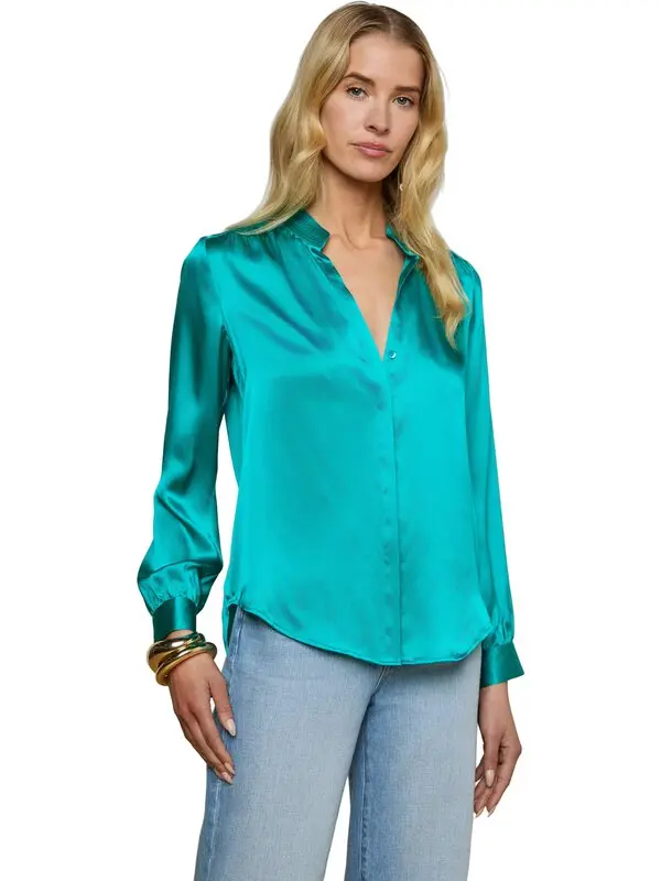 L'Agence Bianca Blouse Top - Tropical Teal