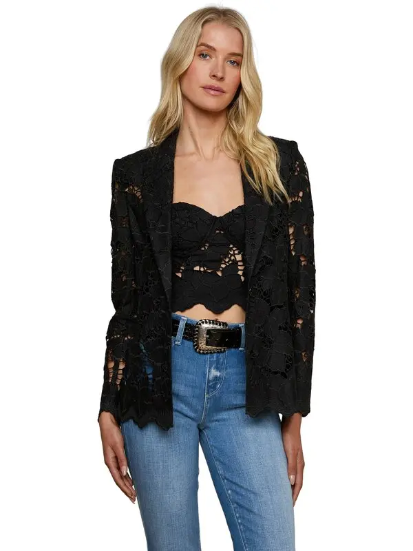 L'Agence Clementine Lace Blazer - Black