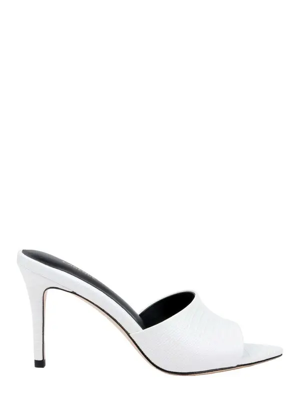 L'Agence Lolita Leather Open-toe Mule - Ivory Lizard Leather