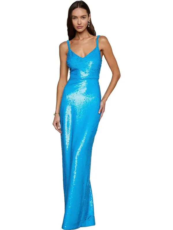 L'Agence Karma Sequin Maxi Dress - Dresden Blue Sequin