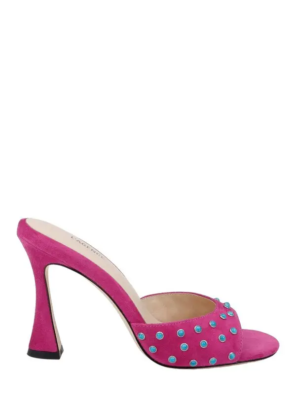L'Agence Lucienne Embellished Suede Mule - Magenta Suede