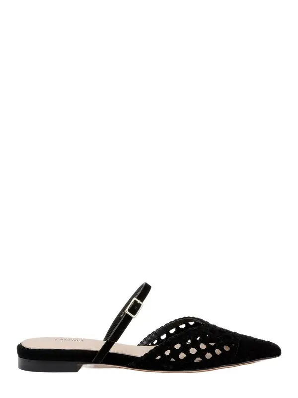 L'Agence Jacklyn Suede Flat Mule - Black Suede