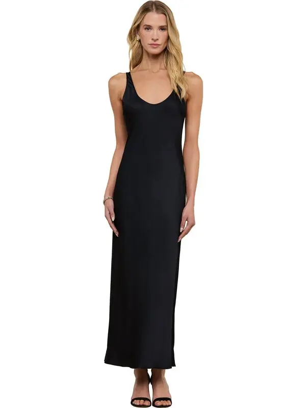 L'Agence Akiya Satin Maxi Dress - Black