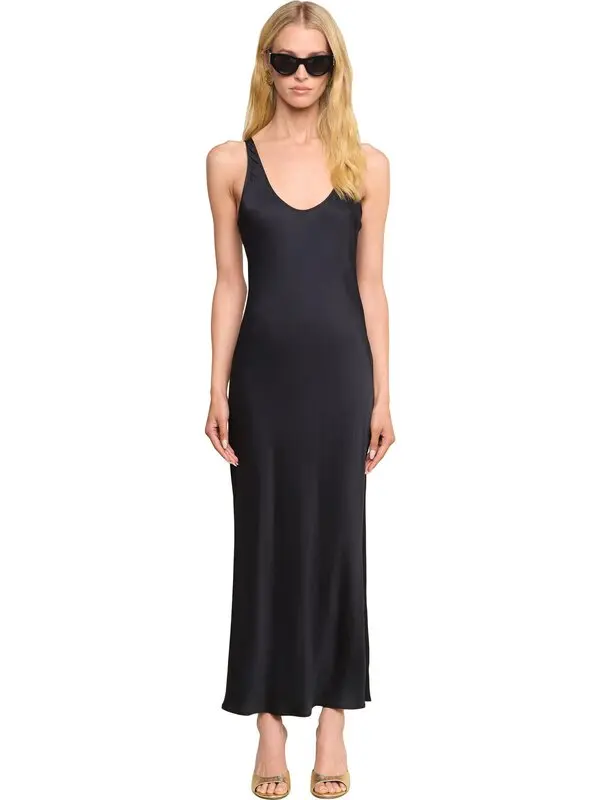 L'Agence Akiya Satin Maxi Dress - Black