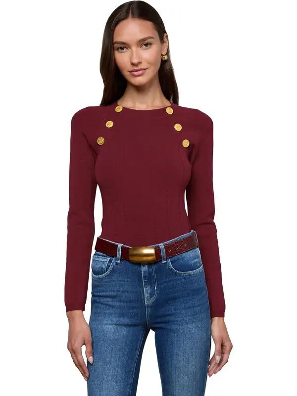 L'Agence Gretchen Pullover - Black Cherry/gold